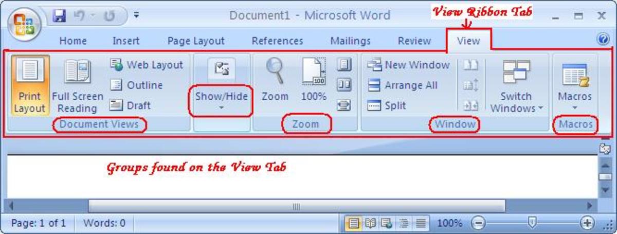 Utilisation de l'onglet Affichage de Microsoft Office Word 2007